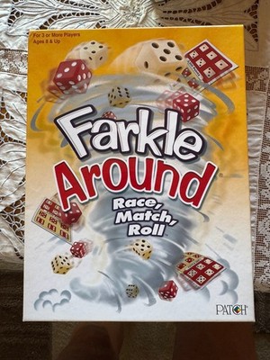 Farkle around dice game box is open but the game cards are still sealed ...