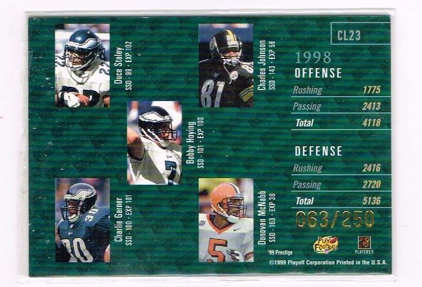 1999 Playoff Prestige Authentic Signature /250 Duce Staley Auto RC NM ...