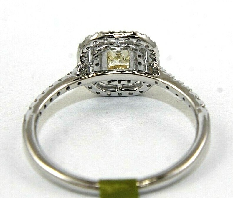Natural Yellow Princess Cut Diamond Solitaire Square Ring 14k White ...