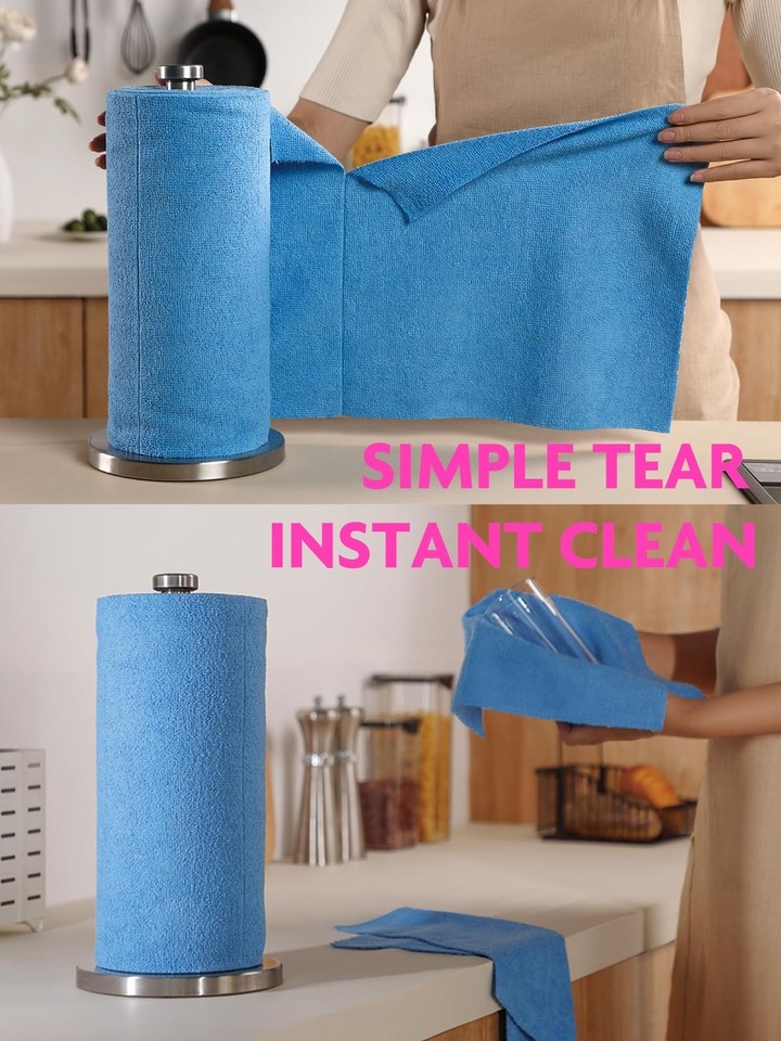 Tear-A-Rag Roll -50 Pack, 12 x 12 Microfiber Cleaning Cloth, Reusable ...