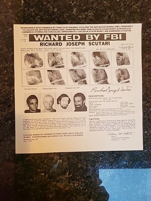 FBI WANTED POSTER. Richard Joseph Scutari. Aryan Nations Movement 1985 | eBay