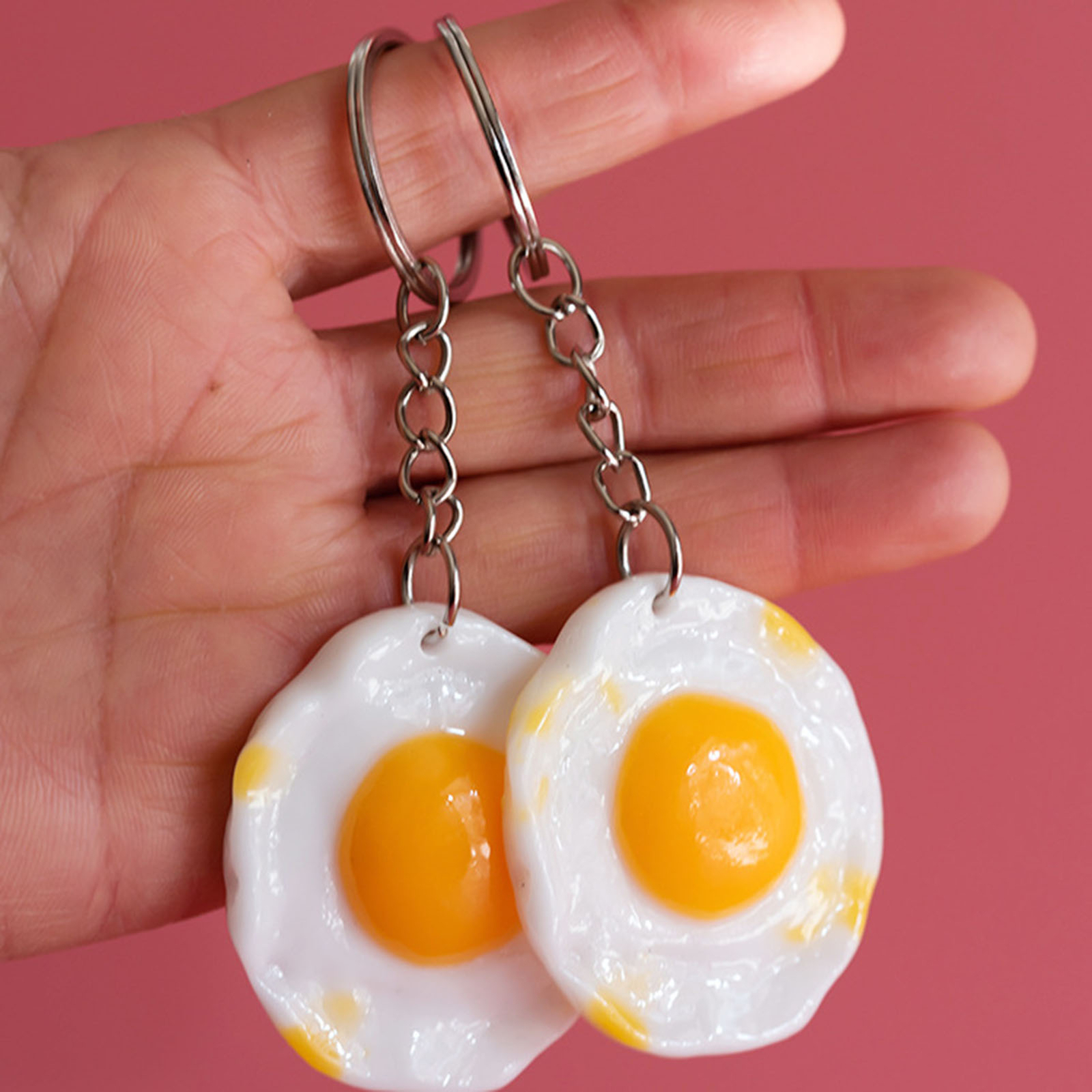 Fried Egg Car Key Chain Solid Gift Backpack Ornament Egg Sheet Ring ...