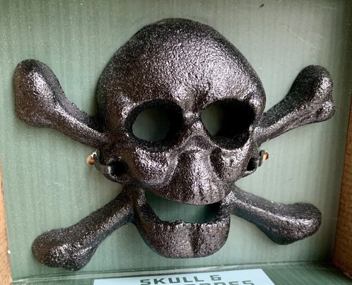 Kraftsman Co New York Cast Iron Skull Crossbones Wall Mounted Bottle ...
