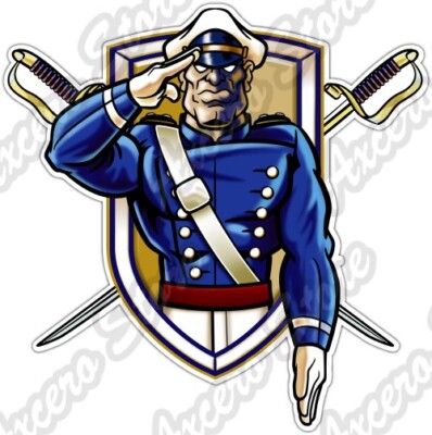 Cartoon Cadet Mascot Military Army Soldier Car Bumper Vinyl Sticker ...