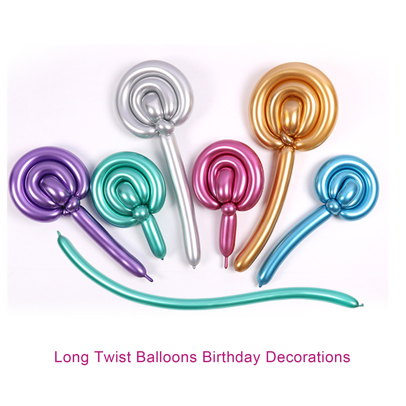 100pcs/bag Birthday Balloons Inflatable Scene Layout Latex Long Twist ...