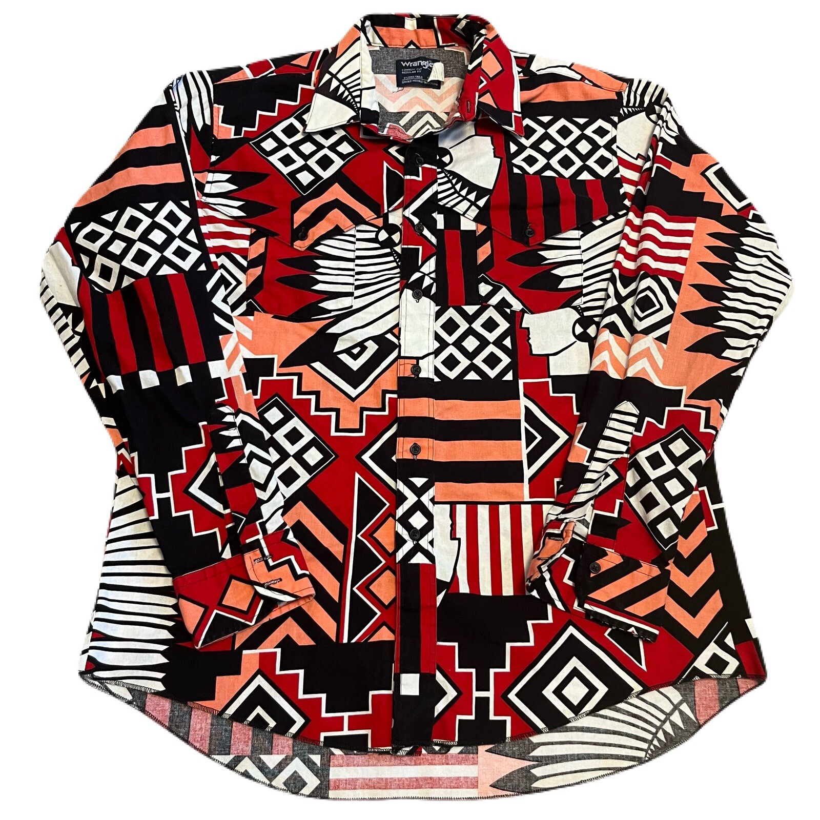 Vintage Wrangler Aztec Cowboy Cut Regular Fit XL Tail… - Gem