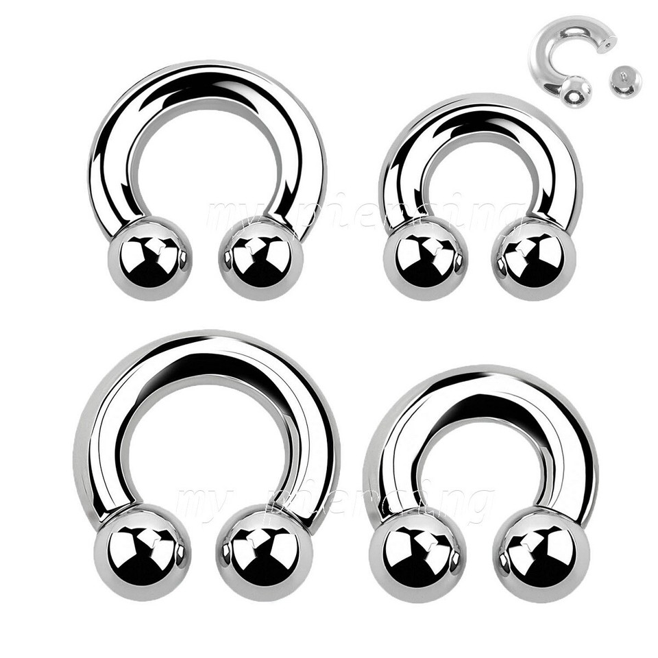 PAIR Surgical Steel Internally Threaded Horseshoe Circular Barbell Ear ...