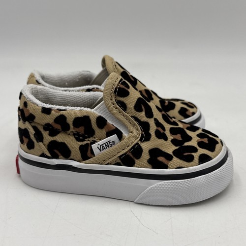 Vans Slip On Leopard Toddler Size 3 Animal Print Skateboarding Flocked ...
