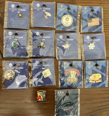 2002 SLC Salt Lake City Olympic Charms And Pins Lot Of 14 | eBay