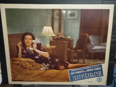 Lobby Card 1945 DIVORCE Kay Francis best CU smoking on bed on phone | eBay