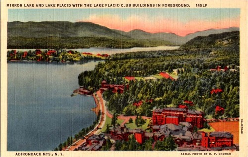 Linen WATER SCENE Adirondacks - Inlet & Saranac & Lake George & Placid ...