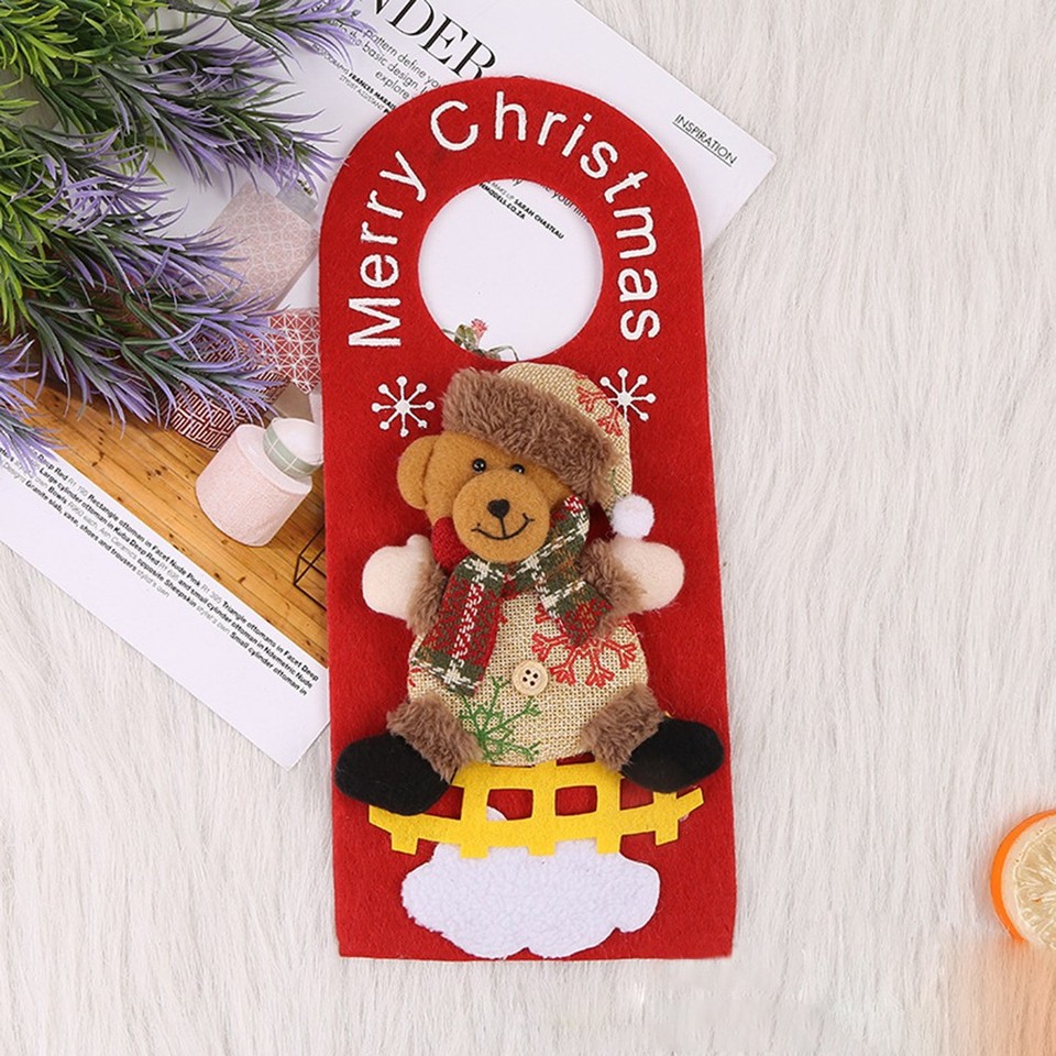 4PCS Christmas Themed Door Handle Ornaments Cartoon Cloth Door Hanging ...