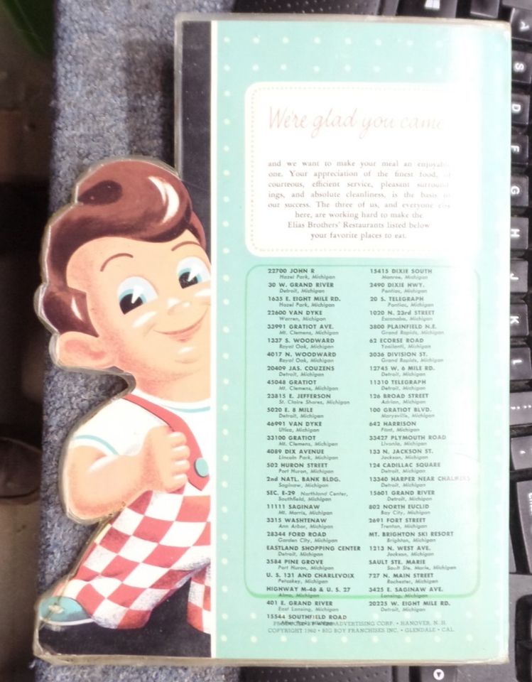 c.1960 Elias Brothers Big Boy Laminated Die-Cut Menu | eBay