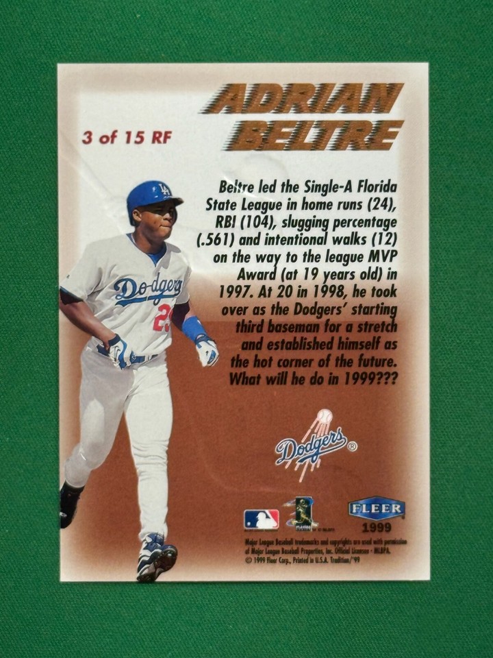 1999 Fleer Tradition Adrian Beltre #3 of 15RF Rookie Flashback | eBay