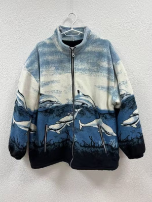Vintage 90s Animal Dolphin Sea Full Zip Fleece Jacket Size XXL | eBay