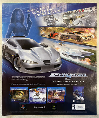 Spyhunter 2 PS2 XBOX Promo Print Ad Poster Racing Game Poster Art Cars ...