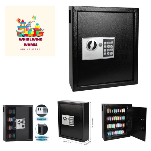 Electronic 40 Keys Cabinet Wall Mount,Digital Key Safe Lock Box,Large ...