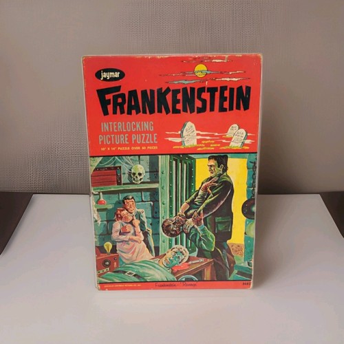 Vintage 1963 Jaymar Monster Puzzle Frankenstein Wolfman 10"x14" W BOX ...