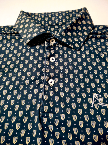 RHOBACK Polo Style Polyester/Spandex (L) Green Shirt Golf ALL OVER ...