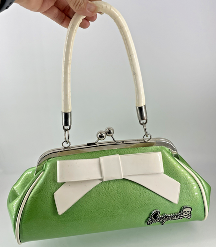 Sourpuss Kiss Lock Floozy Green Purse W/Ribbon Bow Rockabilly Pinup ...