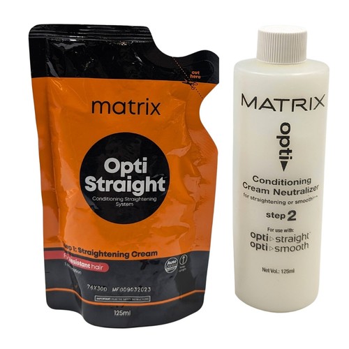 MATRIX Opti. Straightening Cream 125ml for Resistant Hair & Neutralizer ...