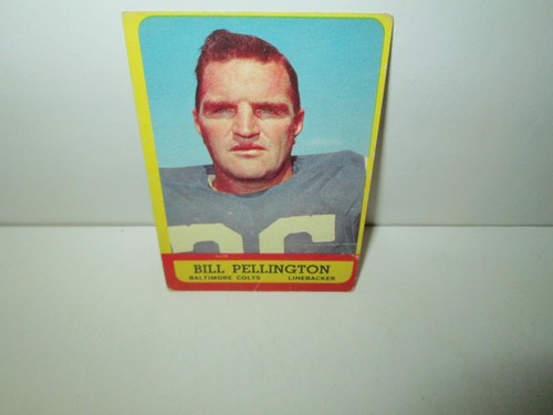 BILL PELLINGTON 1963 Vintage CARD Topps #10 Rutgers BALTIMORE COLTS LB ...