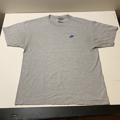 Vintage Nike Silver Tag Chest Logo Spellout Swoosh Check Gray T Shirt ...
