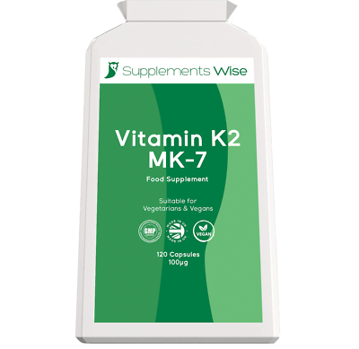 Vitamin K2 MK7 Capsules 120 x 100mcg High Strength Bone & Teeth Health ...