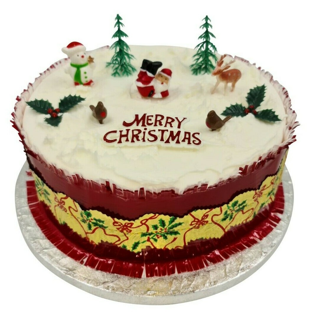 10 piece SET Merry Christmas Cake Decorations yule log cupcake toppers ...