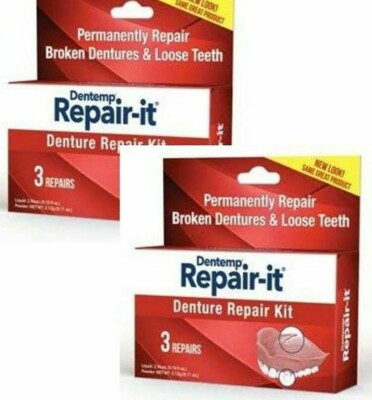 Dentemp Repair-It Denture Repair Kit - For Three Repairs Hot (Pack Of 2 ...