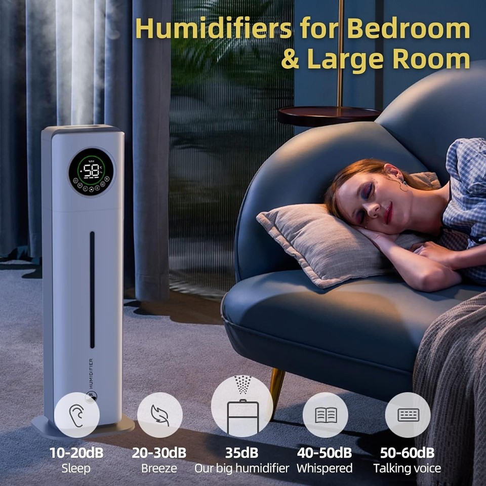9L Floor Standing Humidifier for Large Room, Humidifier with Remote ...