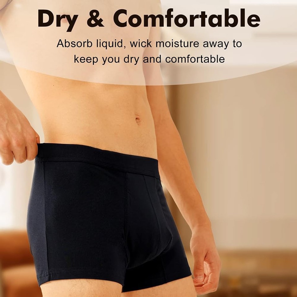 Incontinence Underwear for Men Washable Briefs, Absorbent Leak Proof ...