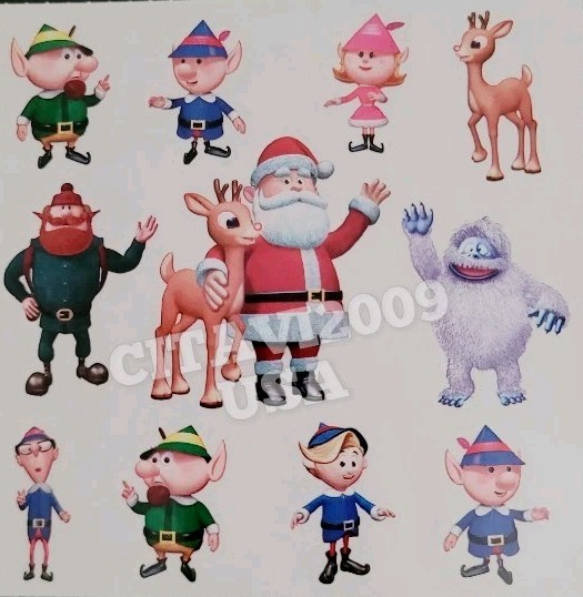 VINTAGE STICKERS RUDOLPH THE RED NOSED REINDEER SANTA ELF YETI RARE ...