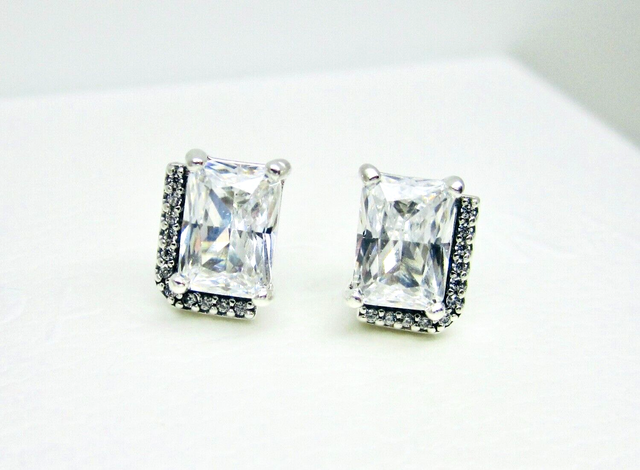 Authentic Pandora Earrings Sparkling Statement Halo Stud 292380C01 W ...