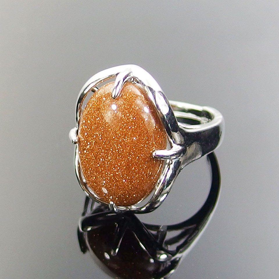 silver plated adjustable rings set with assorted natural gemstone beads ...