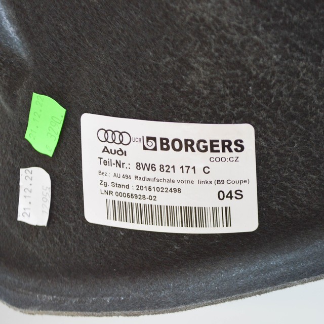 Audi A5 2017 LHD Wheel Arch Liner Front Left Near Side 8W6821171C for ...