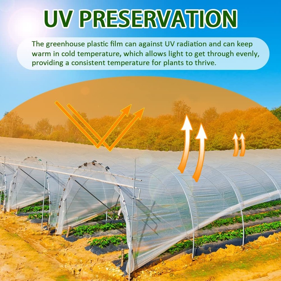 6 mil Greenhouse Plastic Film Sheeting Cover 8 x 26 Ft UV Resistant ...