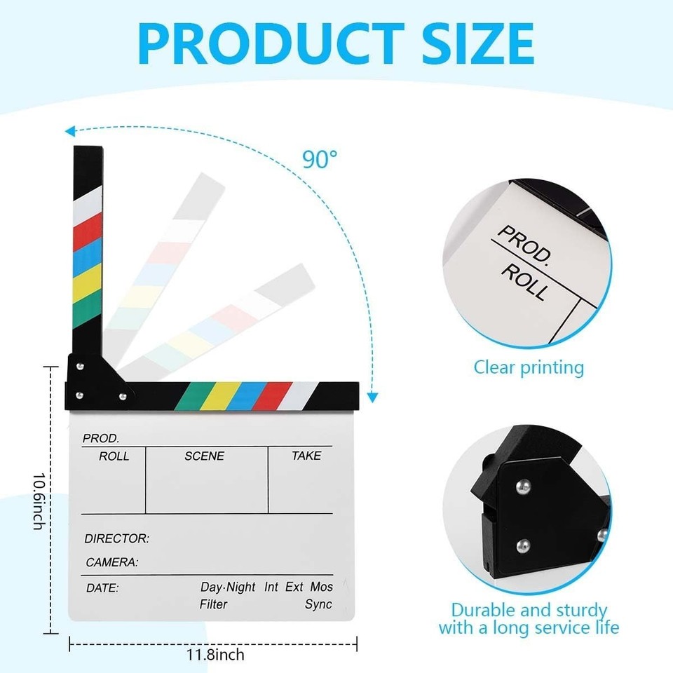 12"x11" Movie Film Clap Board Wooden Movie Clapboard Film Clapper Board ...