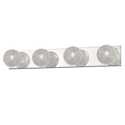 Emma 4-Light Mirrored Stainless Steel Vanity Light with Accent Glass ...