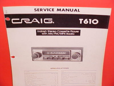 CRAIG STEREO CASSETTE TAPE PLAYER/AM-FM/MPX RADIO FACTORY SERVICE ...