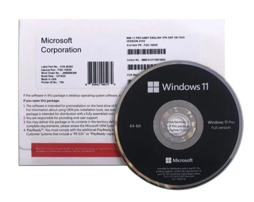 Genuine Microsoft Windows 11 Pro 64 BIT DVD | Grelly USA