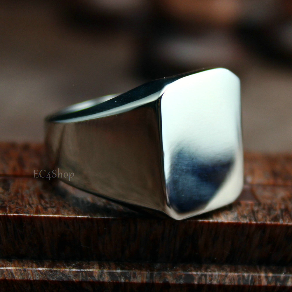 Men's Women's Highly Polished Signet Ring Solid 316L Stainless Steel ...