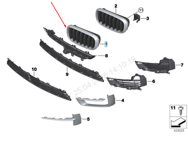 BMW X5 F15 Radiator Right Grille Pure Excellence 51137316062 2015 New ...