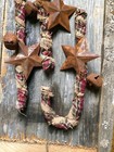 SET OF 3 PRIMITIVE CANDY CANES CANE CHRISTMAS ORNAMENTS RUSTY BELL STAR ...