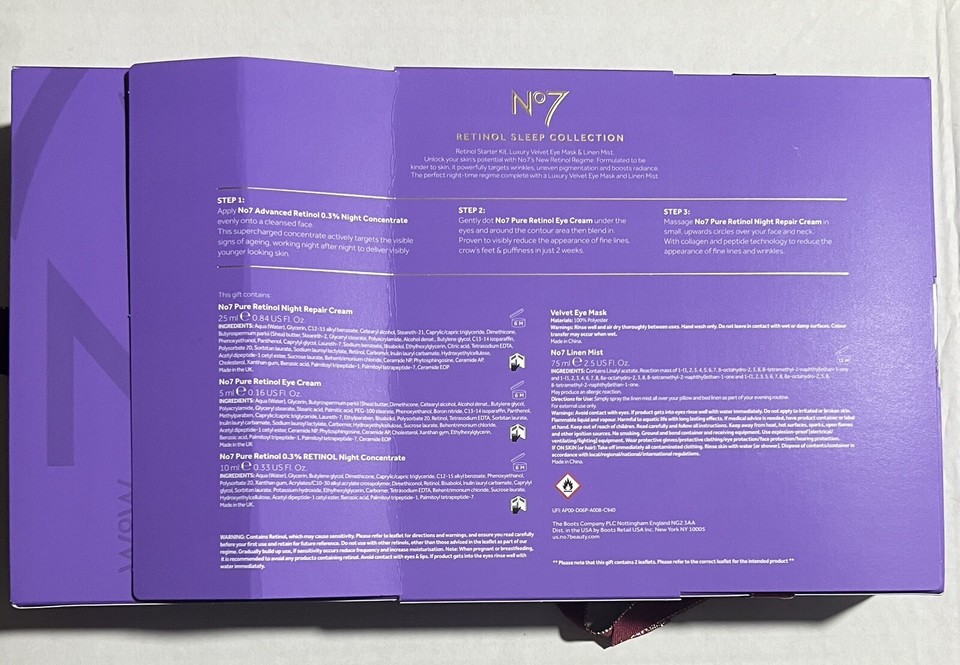 No 7 Retinol Sleep Collection Gift Set -- New In Box | eBay