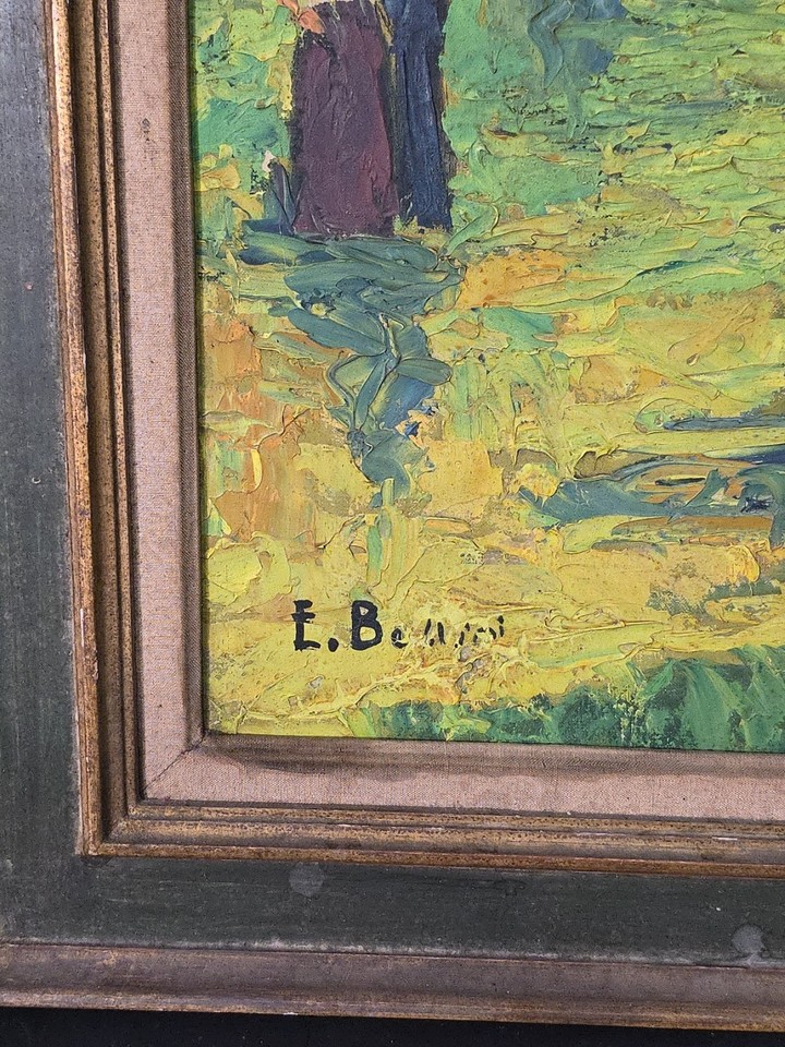 Oil Painting Animated Landscape Cariole Signed Emmanuel BELLINI (1904 ...