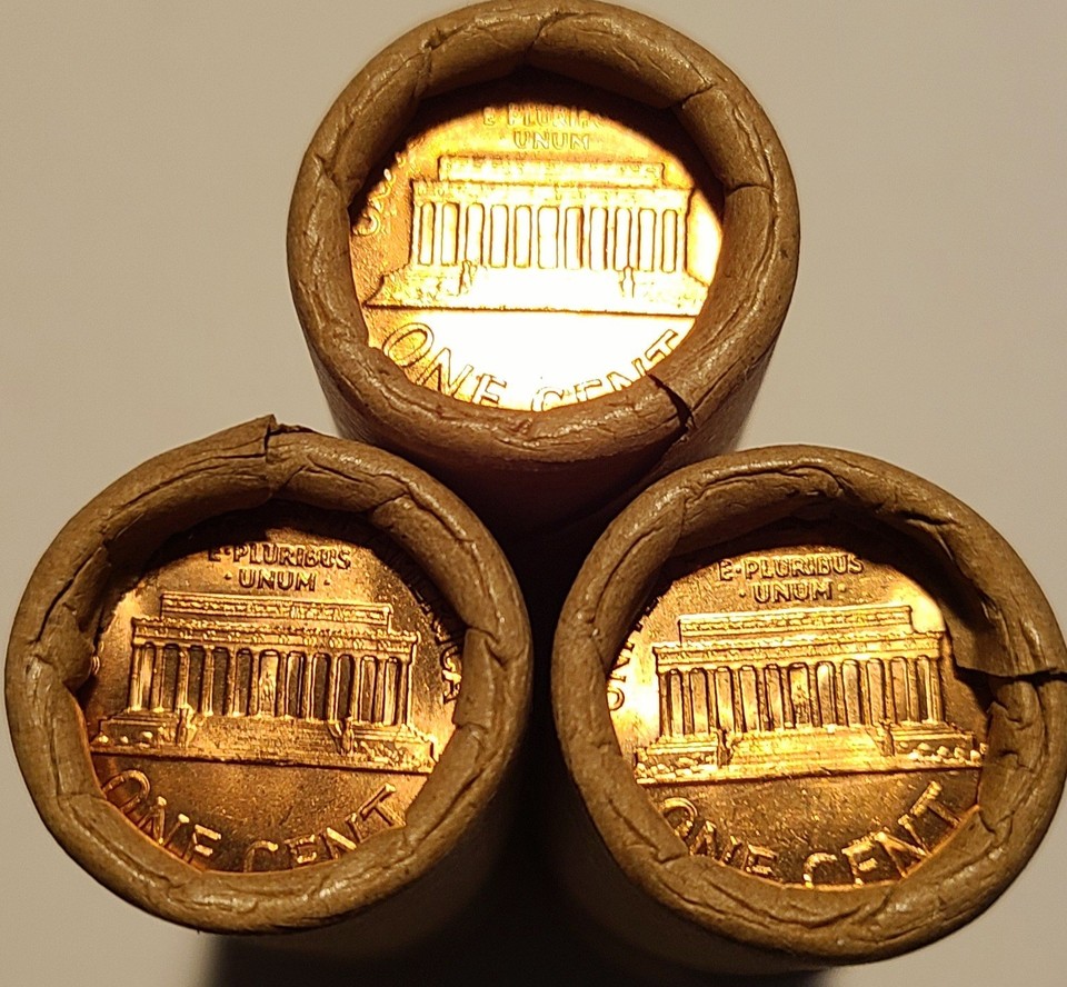 1964 P Lincoln Memorial Cent *3* Rolls Sealed Original Bank Wrap BU 150 ...