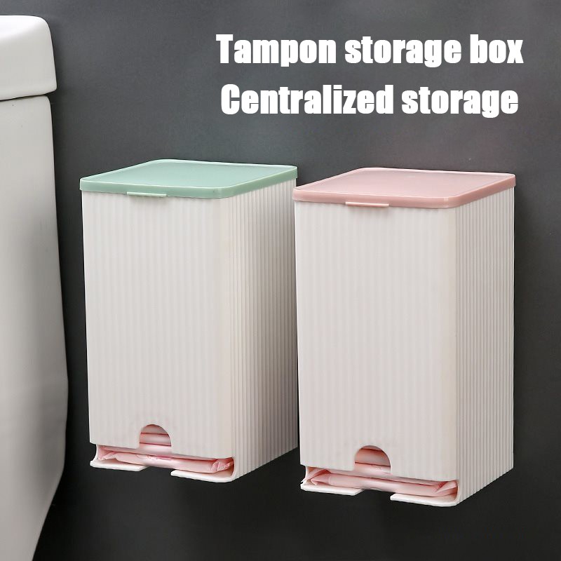 Wall Mounted Sanitary Napkin Storage Box Tissue Paper Storage Box Flip ...