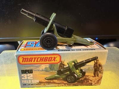 Matchbox Lesney Superfast #32 Field Gun Only olive green, boxed No Base ...