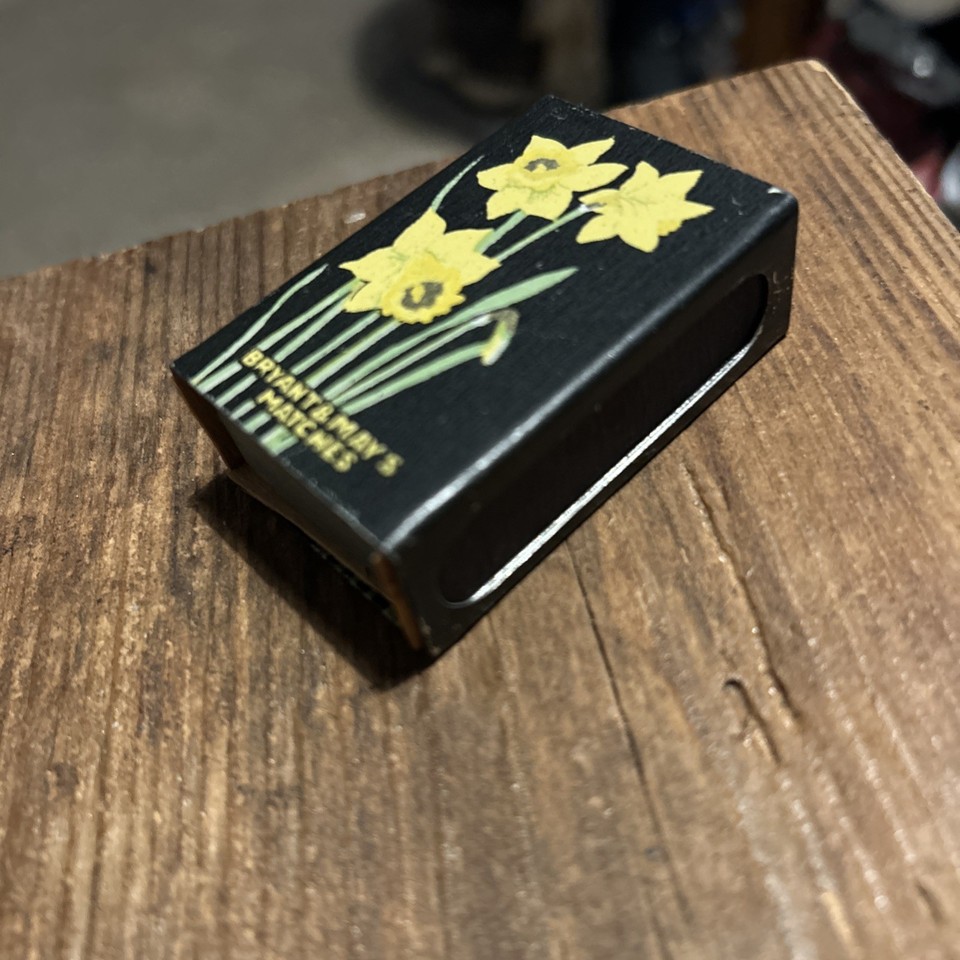 VINTAGE BRYANT & MAY'S MATCHES DAFFODILS METAL VESTA CASE MATCHBOX 1930 ...